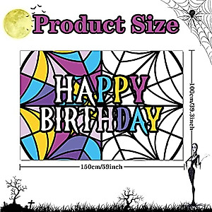 Wednesday Addams Birthday Decorations Wednesday Addams Stained Happy Birthday Backdrop Banner for Wednesday Addams Birthday Party Supplies 5x3FT