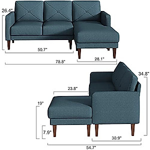 Belffin Convertible Sectional Sofa Couch with Chaise L Shaped Sofa Couch Reversible Sofa Couch Blue