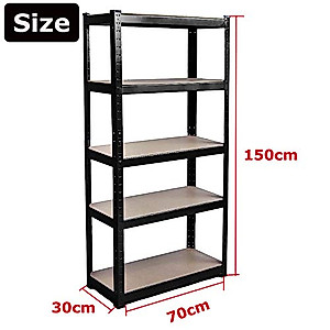 Feidak Steel Frame 59" x 28" x 12" Garage Shelf, Shelving Units and Storage Rack 5-Tier Garage Shelf, Storage Shelving Unit for Home/Office/Dormitory/Garage - Black