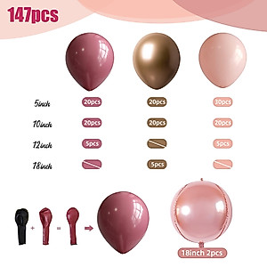 Boho Pink Balloons Arch Garland Kit with Double Stuffed Dusty Rose Gold Balloons Decorations for Boho Wedding Baby Shower Bridal Engagement Valentine's Day Anniversary Birthday Party Decorations