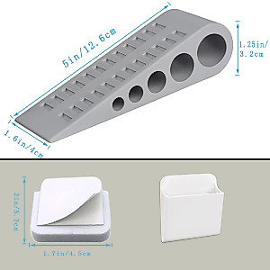 2 Pack Door Stoppers, Wedge Rubber Door Stop with Holder, Door Stoppers for Bottom of Door (Gray)