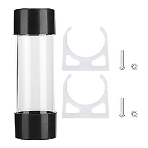 ASHATA Cylinder Water Cooling, 150mm Transparent Fast Cooling Water, G1/4 Thread Heat Exchanger Water Cooling Reservoir Radiator for PC Comp