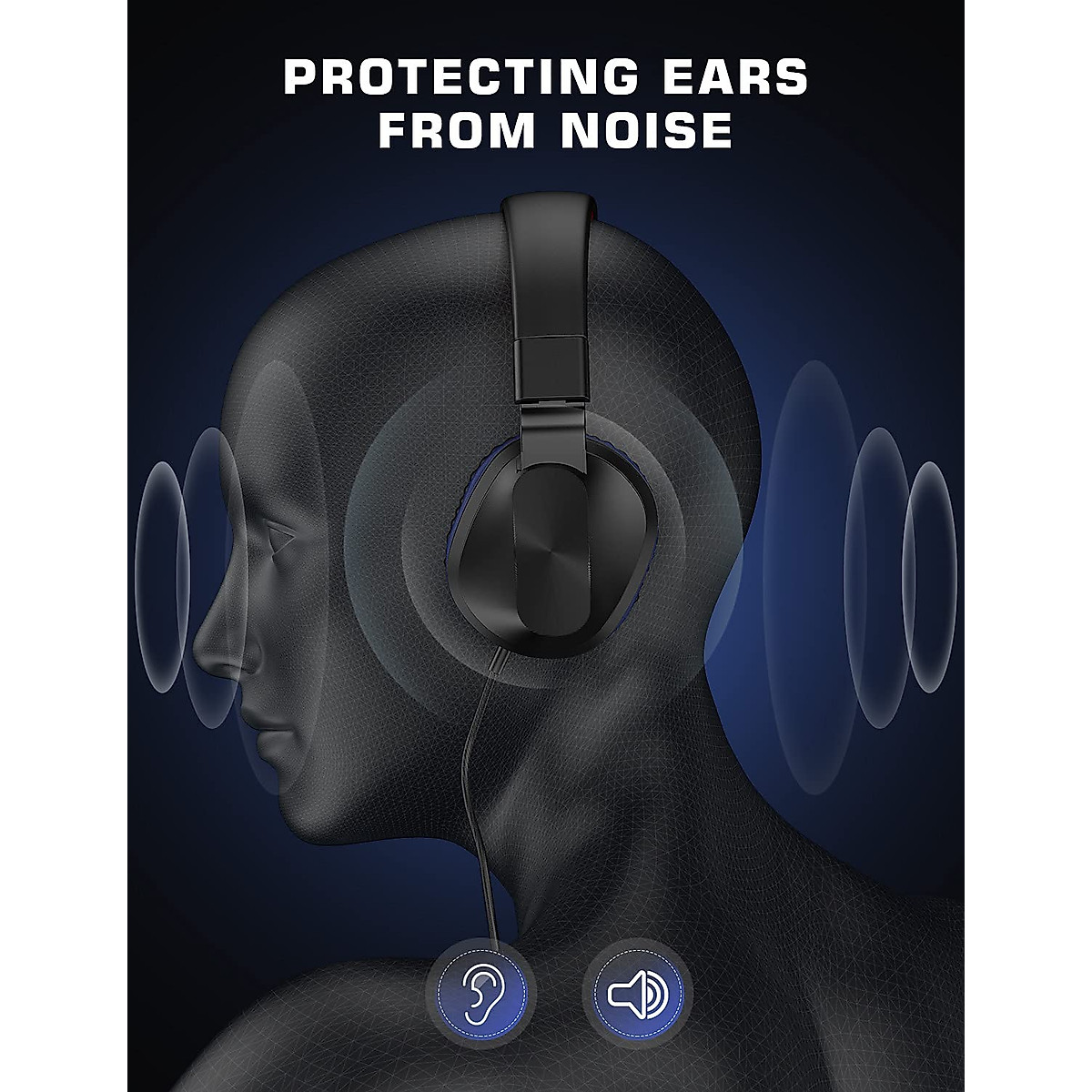 melso On-Ear Headphones with Microphone, Universal Wired Foldable for Adults Children Boys Girls Kids, Lightweight Portable Stereo Headphones with 1.5M Tangle-Free Cord for School Travel Blue