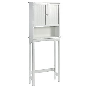 MENGK Over-The-Toilet Bathroom Cabinet with Shelf and Two Doors Space-Saving Storage, Easy to Assemble, White