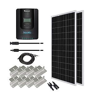 Renogy 2000W Pure Sine Wave Inverter 12V DC to 120V AC Converter & 200W 12V Monocrystalline Panel Starter 40A Rover MPPT Controller/Mounting Z Brackets/Tray Cable/Adaptor Kit