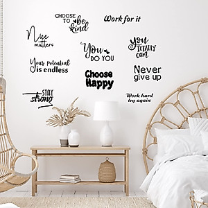 10 Pcs Vinyl Wall Quotes Stickers Inspirational Wall Decals Inspirational Saying Home Decals for Walls Peel Stick Motivational Decor Positive Wall Sticker for Office Classroom Teen Dorm Bedroom