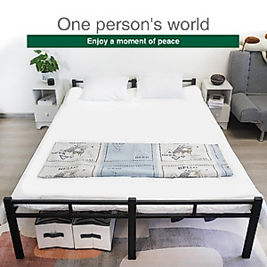 TSHM 12 Inch Detachable Anti-Slip Bed Frame Heavy Duty Mattress Foundation Sturdy Steel Support Simple Disassembly and Assembly No Box Spring Needed King Size Platform Bed Black