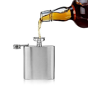 TRUE Stainless Steel Metal Men and Women Drinking Flasks for Vodka Whiskey Tequila Rum Cocktails, Travel, Backpacking, 6 oz, Set of 1, Silver