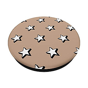 Minimal Neutral Aesthetic Star Print Tan PopSockets PopGrip: Swappable Grip for Phones & Tablets