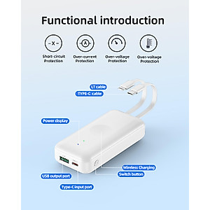10000mAh Portable Apple Watch Charger,Mini Wireless Charger for iWatch,Fast Charging Power Bank with Built in Cable, Compatible with Apple Watch Series 9/Ultra/ 8/7/6/Se/5/4/3/2/iPhone/Samsung