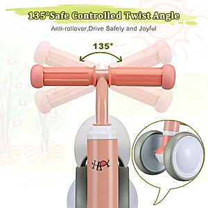 HAWEEK Baby Balance Bike Cute Toys for 1 Year Old Boy and Girl 12-24 Months Toddler Bike Baby Walker Riding Gifts for Boys Girls No Pedal Infant 4 Wheels Baby's First Birthday Gift (Pink)