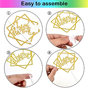 40 Pieces Happy Birthday Cake Toppers Glitter Birthday Cupcake Topper Assorted Color Cake Pick Decorations for Birthday Party Cake Desserts Pastries, 5 Styles