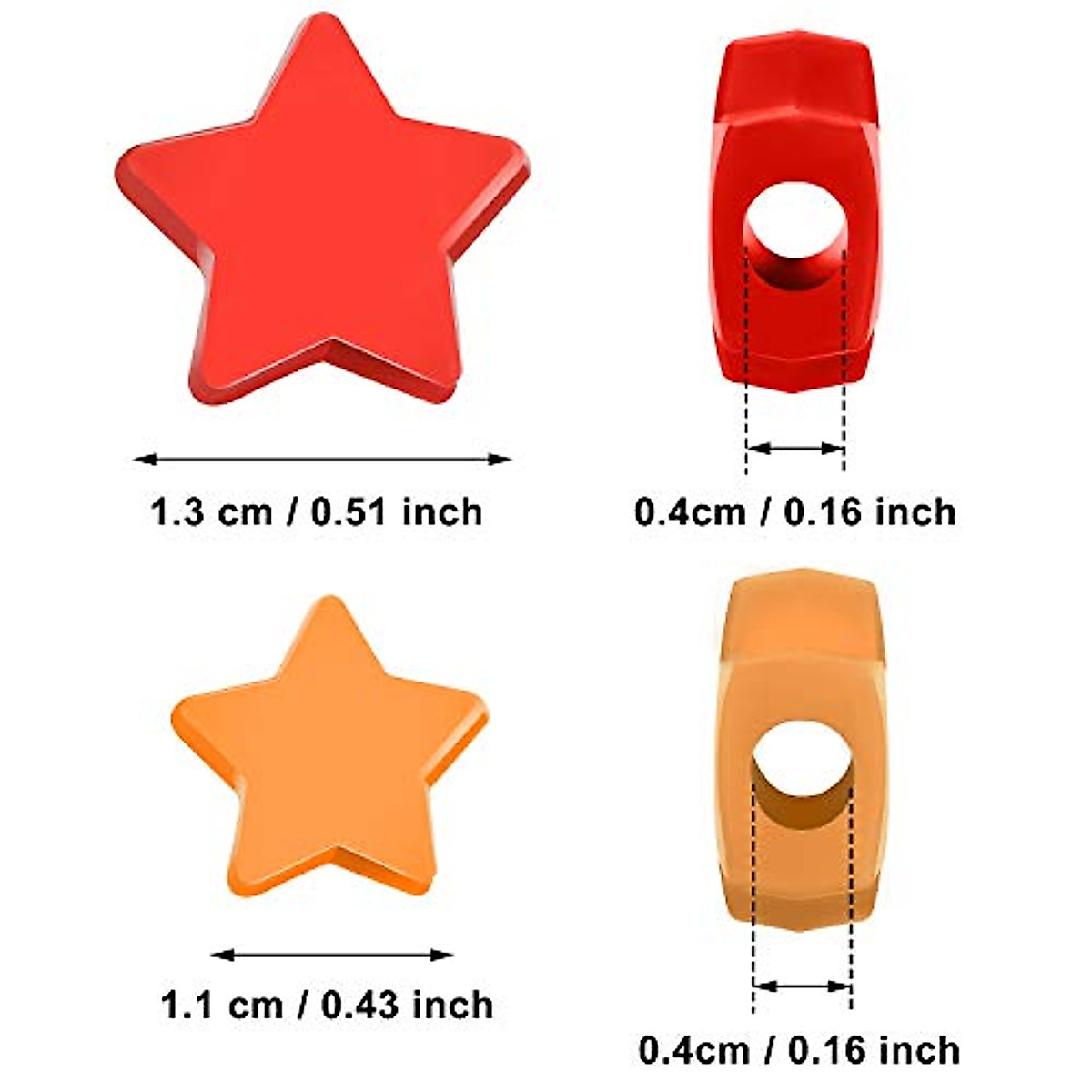 500 Pieces Star Pony Beads Large Hole Beads Multi Color Acrylic Beads Bracelet Kawaii Rainbow Necklace Jewelry Making Craft Beads for Christmas Valentine's Day Present