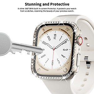 Rc-Z 3-Pack Bling Case for Apple Watch 42mm Series 3 2 1 Screen Protector, Women Glitter Diamond Rhinestone Bumper Face Cover for iWatch Accessories 42 mm