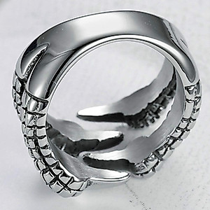 Jude Jewelers Stainless Steel Vintage Style Dragon Claw Gothic Hiphop Biker Cocktail Ring (Silver, 8)