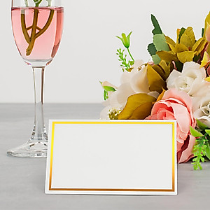 Dohia Place Cards Small Tent Cards with Gold Foil Border Paper Name Place Cards for Table Setting for Weddings Banquets Birthday Events Dinner Parties Cards D1-XWZK