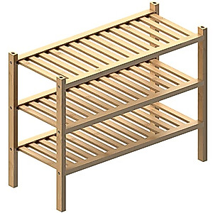 ROMGUAR CRAFT (Thick Bamboo Shoe Rack for Entryway, 3-Tier Free Standing Shoe Racks Stackable Shoe Rack Organizer For Hallway Closet Living Room 27 x12 x21 Inches