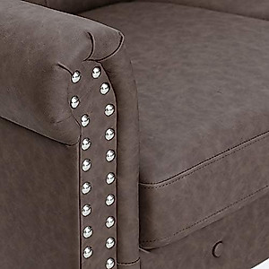 Furinno Bastia Vintage Modern Chesterfield Button Tufted Loveseat/Sofa Couch for Living Room, Brown Faux Leather