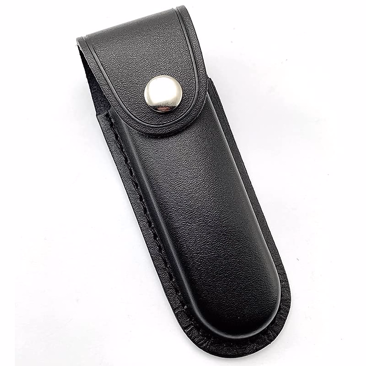 Jingelmall Pocket Knife Sheath Black Genuine Leather Belt Case Universal Folding Pocket Knife with Belt Loop Pouch Fits Any 5" Folding Pocket Knife