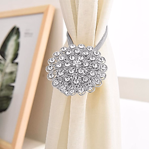 Magnetic Curtain Tiebacks, Flower Curtain Clips Buckle, Creative Diamond Curtain Bind 2 pcs, Suitable for Living Rooms, Bedrooms, Dining Rooms, Outdoors, Balconies, Offices