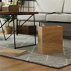 RZM Wood Trash Can Wastebasket,Household Bathroom Living Room Rectangular Trash Bin,Narrow Space Garbage Can with Swing Lid (Color : B, Size : 26.5x13x30cm(10x5x12inch))
