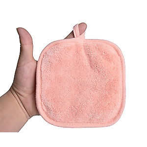 BloomSesame Makeup Remover Cloths for Face, Eye, Lips - Reusable Makeup Remover Pads Soft Microfiber Facial Cleansing Cloths 5 x 5 inch 6 Pack (Coral)