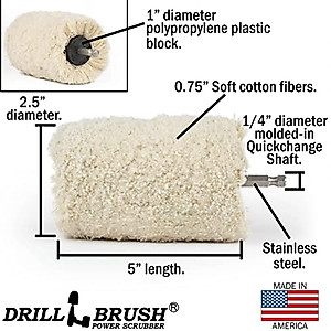 Drill Brush - Soft - Cotton - Cone - Buffer Polisher - Car Buffer - Buffing Wheel - Polisher - Metal - Chrome - Stainless Steel - Aluminum - Titanium - Glass - Wood - Buffer - Wheels - Rims - Engine