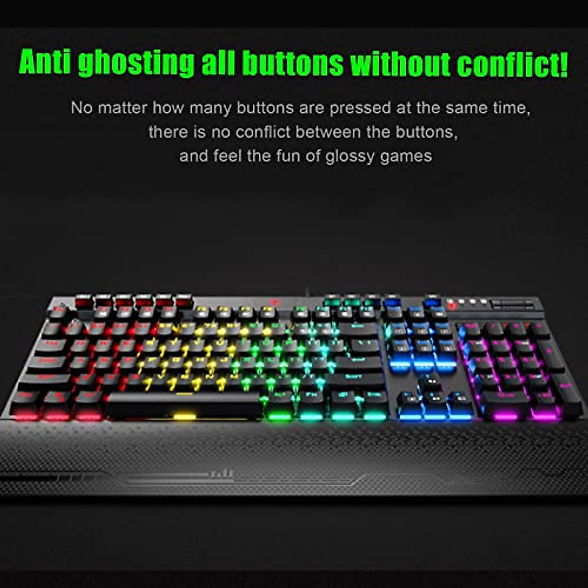Mechanical Gaming Keyboard,RGB Backlit Gaming Keyboard,Wired Waterproof Macro Programming Keyboard,Blue Switch,Computer Laptop Desktop Keyboard with Wrist Pad