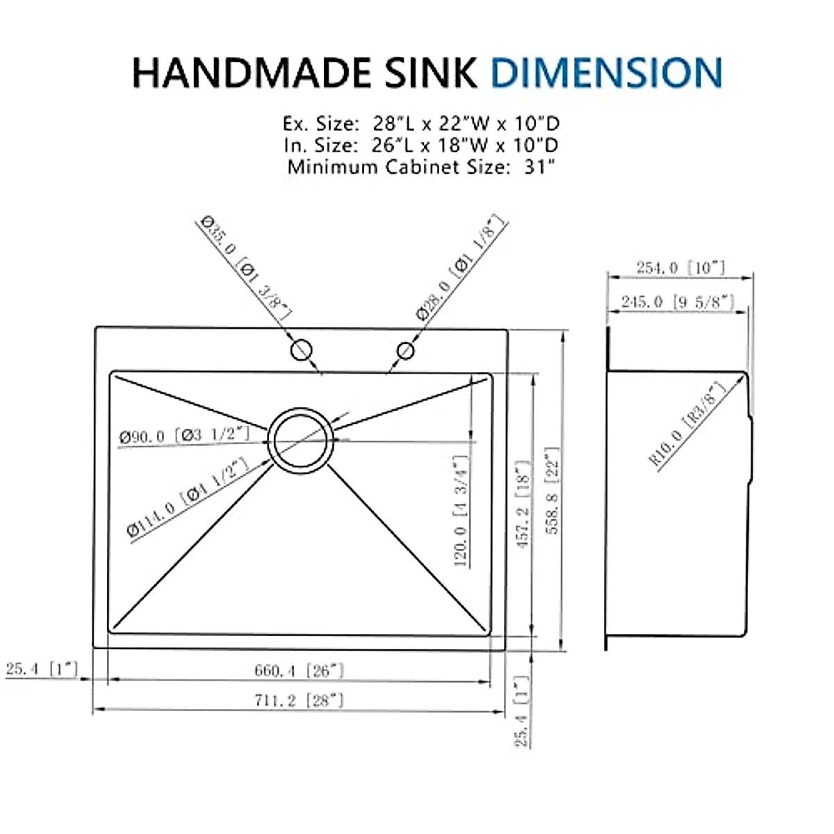 28 Inch Drop In Black Stainless Steel Kitchen Sink, Doirteal 28 x 22 x 10 Inch Matte Black Kitchen Sink 16 Gauge Stainless Steel Topmount Single Bowl Sink Single Basin with Bottom Grid