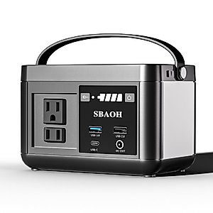 Portable Power Station 88.8WH, SBAOH Solar Generator Lithium Battery Power 110V AC USB-C Power Delivery Solar Generators for Camping, Road Trips, Emergency Power Black