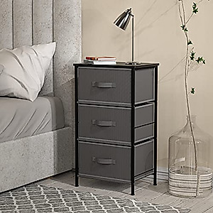 Simple Houseware Nightstands Dresser for Bedroom 3-Tier Organizer Drawer Storage Tower, Dark Grey