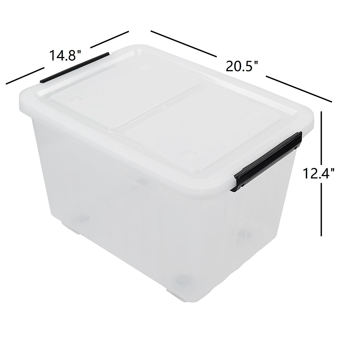Yesdate 4-Pack Plastic Storage Box, 50 L Clear Large Storage Bin with Wheels