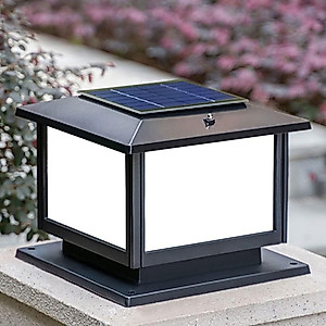 MODEBHD Nordic Terrace Pillar Lantern, Minimalist Landscape Column Light, Personality Entryway Post Light, Solar Power Dual Use Outdoor Lighting, Decoration Gate Wall Solar Light