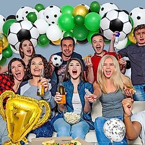 Winrayk Soccer Party Decorations Birthday Supplies Soccer Balloons Garland Arch Kit with Soccer Backdrop Tablecloth Champion Trophy Soccer Foil Balloon Men Teen Kids Soccer Birthday Party Supplies