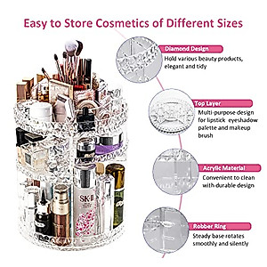 DreamGenius Makeup Organizer, 360 Degree Rotating Perfume Organizer, Adjustable Makeup organizers and storage with 8 Layers, Fits Makeup Brushes Lipsticks and Jewelry, Clear Acrylic