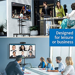 Blue Key World Rolling TV Stand with Large Wheels for 32 to 70 Inch Flat Screens [Mobile TV Stand, Adjustable Height, Indoor/Outdoor TV Stand] Portable Standing Mount, TV Cart Monitor Floor Stand