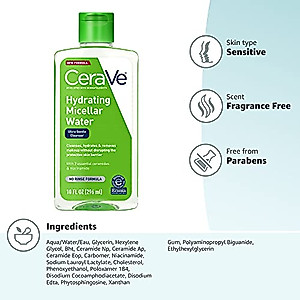 CeraVe Micellar Water | New & Improved Formula | Hydrating Facial Cleanser & Eye Makeup Remover | Fragrance Free & Non-Irritating | 10 Fl. Oz