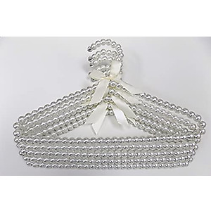 Pearl Clothes Beads Hangers for Kids Baby Girl Infant Toddler Childerns for Fancy Dress Closet Hanger Elegant Gift Ideas Metal Hangers (5 Pack) White