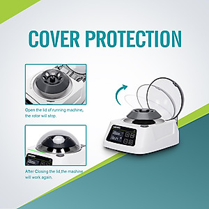 Mini Centrifuge Machine LCD Digital Display Microcentrifuge 1000-10000RPM Adjustable Speed Lab Centrifuge Benchtop with 2 Rotors for PCR Strips