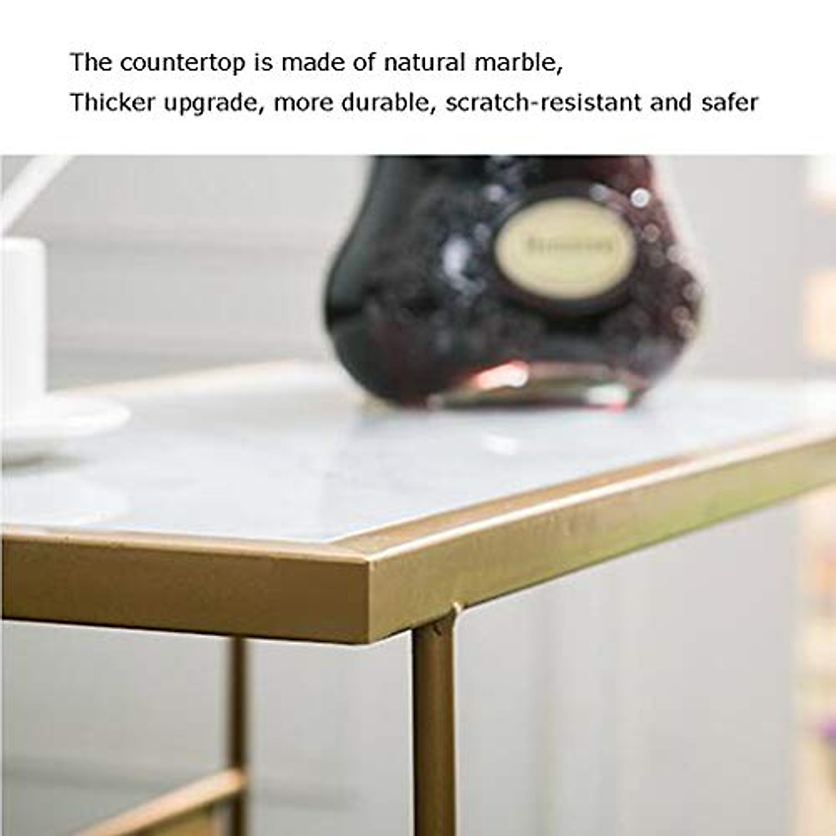 Articles for daily use Square Marble Coffee Table Side Table, Bedside Table with Storage Box, Metal Frame Marble Table Top, Industrial Style Small Coffee Table in Living Room and Bedroom