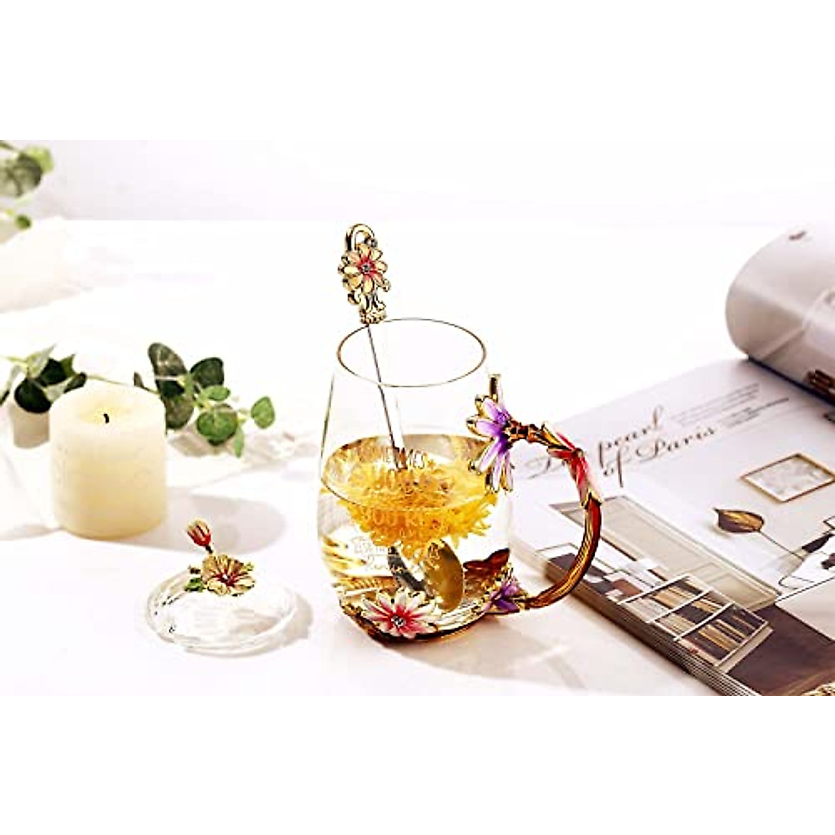 Luka Tech Friendship Gifts For Women,Friend Gifts For Women, Lovely Flower Tea Cup Coffee Mug Birthday Gifts For BFF, Female, Corworker, Bestie