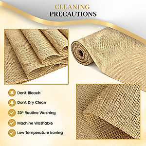 Burlap Table Runners-Set of 4 | Rustic Table Runner for a Cozy and Chic Table, Tan Table Runner for Farmhouse Dining Placemats - 12x84 Inches - Home Decor for Wedding, Parties, Baby Shower