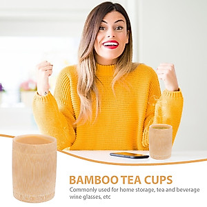 DOITOOL 4PCS Bamboo Tea Cups Set, Bamboo Teacups Coffee Mug Wine Mug for Drinking Tea Coffee Wine Beer Hot Drinks