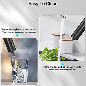 Milk Frother Handheld, COKUNST Battery Operated Milk Frother for Matcha Coffee, Electric Drink Mixer Portable Mini Foam Maker for Frappe, Hot Chocolate, Cappuccino and Latte, No Stand, Black