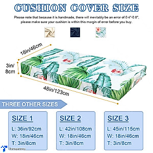 Patio Bench/Swing Cushion Cover，Water-Resistant Outdoor Bench/Settee Cushion Slip Cover， Protection Outdoor Furniture Cushion Slipcover with Zipper（Replacement Cover Only） (48 * 18, Hawaii)
