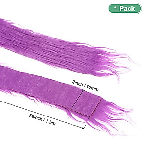M METERXITY Faux Fur Fabric Precut Strips, 59x2 Inch Plush Faux Fur Fabric Square Fluffy Fuzzy Craft Fur for DIY Crafts/Christmas/Halloween Gnome Beard/Cosplay [Purple]