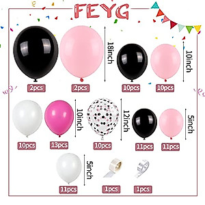 Balloon Garland Arch Kit Pink Black, Black Pink White Balloon Arch Kit Balloon Garland, Pink Confetti Latex Balloons For Girls Birthday Decoration Wedding Baby Shower Decoration Party Supplies