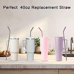 Replacement Straws for 40oz Tumblers,Metal Straws Reusable for Stanley 40oz Cup, 40 oz Tumbler Straw for Simple Modern,4 Pack 12" Extra Long Stainless Steel Straws with Silicone Tips and Cleaner Brush