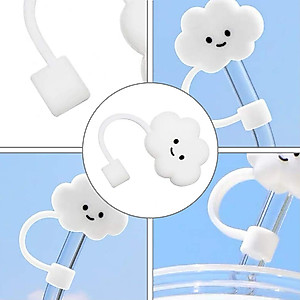 2pcs Straw Tips Cover Cloud Shape Straw Tips Cover Silicone Straw Plugs Reusable Straw Covers Plugs Party Straw Cap Drinking Straw Protector for Straw