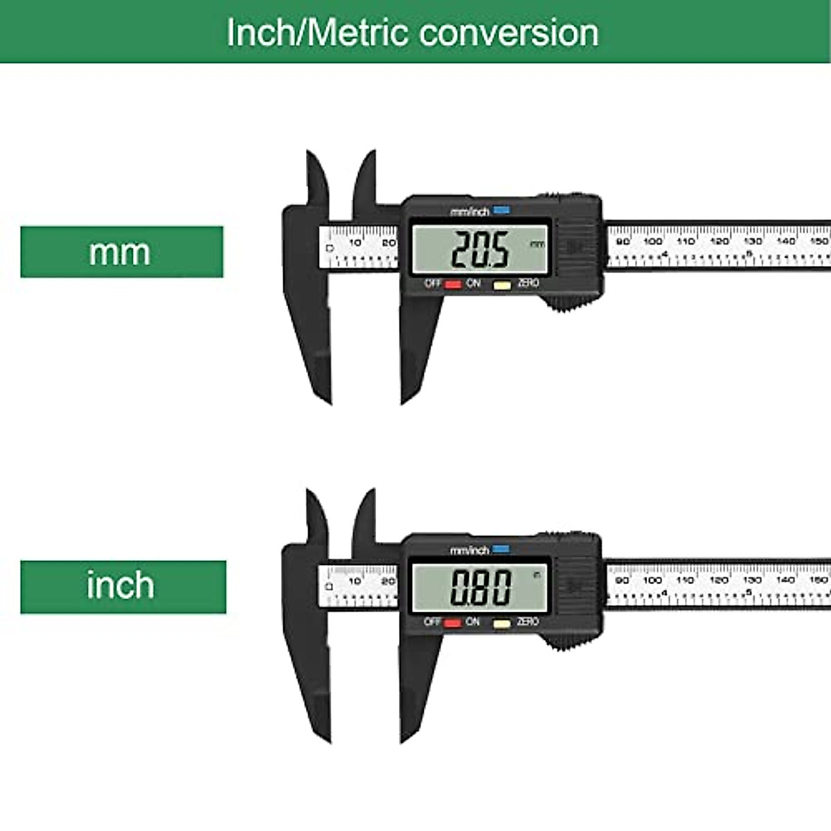 Digital Caliper, 0-6" Calipers Measuring Tool - Electronic Micrometer Caliper, Auto-Off Feature, Inch and Millimeter Conversion+ 1 Pack Tape Measure Measuring Tape for Household/DIY Measurement…